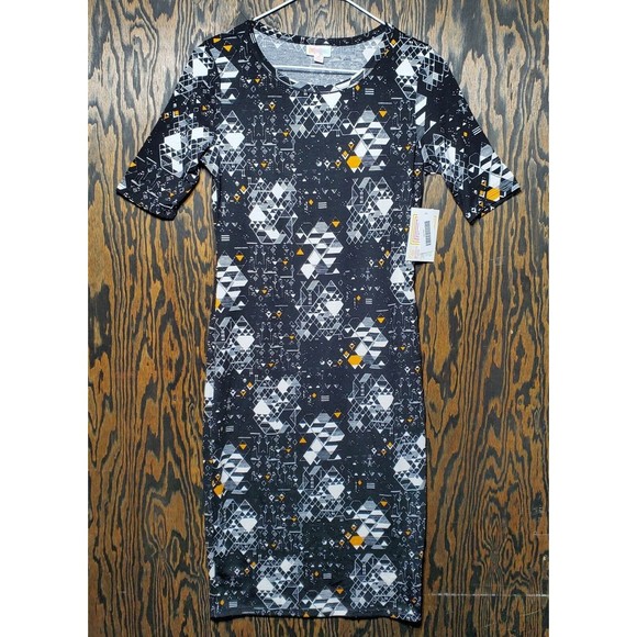 LuLaRoe | Dresses | New Lularoe Julia Dress Size Xs Black Gold White ...